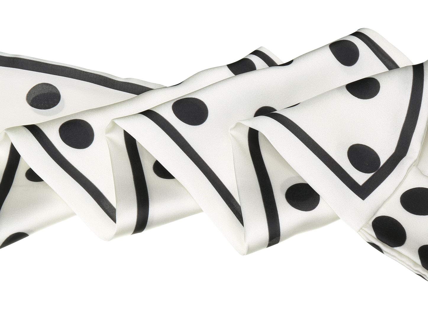 Allegra K Women Polka Dots Bevel Small Skinny Scarf Oblique Neck Scarves Double-Sided Neckerchief White