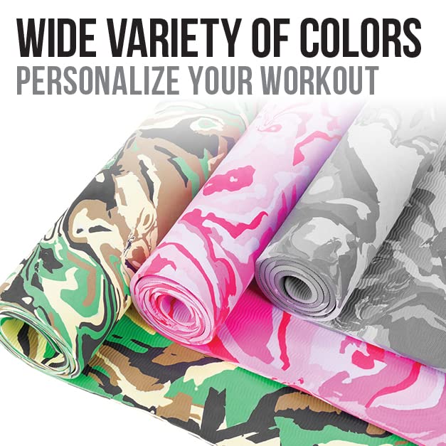 Victor Fitness Pink Camouflage Eco-Friendly Yoga Mat - Premium TPE Material, Non-Slip Texture, Lightweight & Durable - Ideal for Hot Yoga, Pilates, and Bikram - Includes Carrying Strap