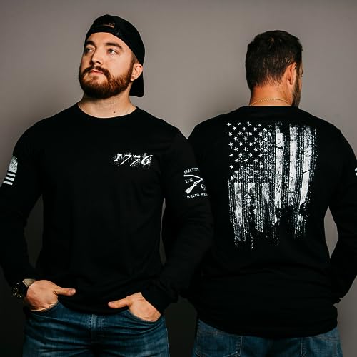Grunt Style 1776 Flag Long Sleeve T-Shirt (Black, XXXLarge)