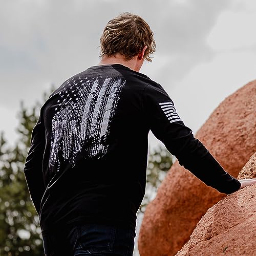 Grunt Style 1776 Flag Long Sleeve T-Shirt (Black, XXXLarge)