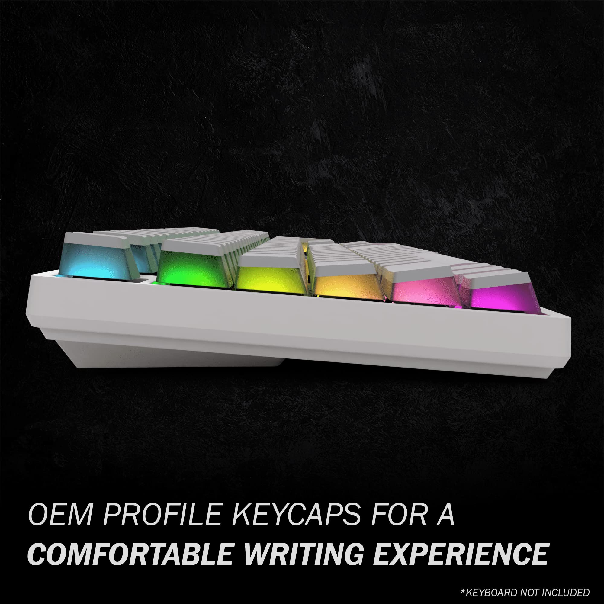 HK GAMING 112 Double Shot PBT Shine Through Pudding Keycaps Ansi/ISO - OEM Profile for MX Switches White
