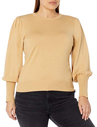 The Drop Women's Vivienne Pleated Shoulder Balloon-Sleeve Crewneck Sweater, Curds & Whey, XXS