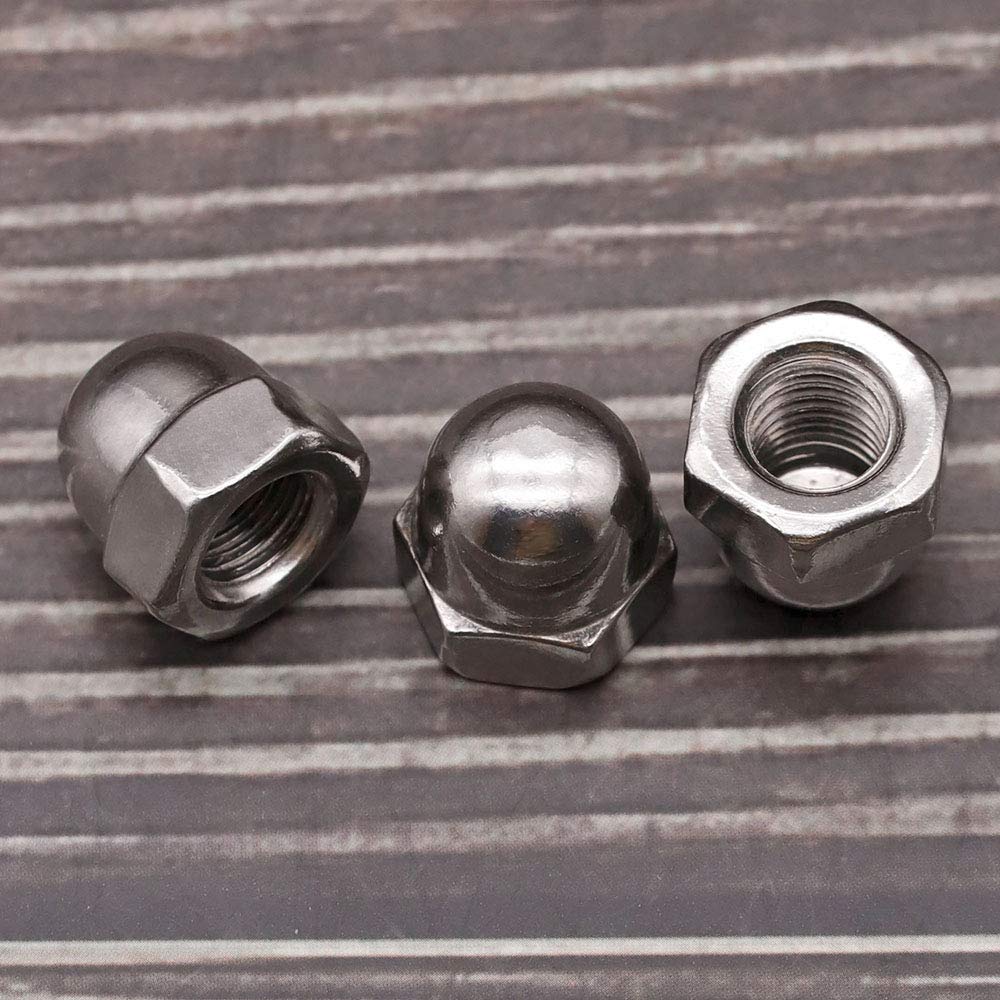 M10-1.5 (20 pcs) Acorn Hex Cap Nuts Metric Dome Head Nuts, 304 Stainless Steel 18-8, Plain Finish, DIN1587