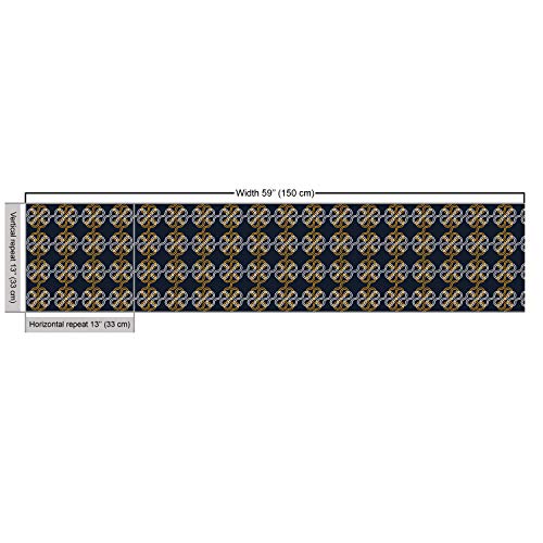 Ambesonne Abstract Fabric by The Yard, Pattern with Interlacing Lines Knots Modern Twisted Tangled Design, Decorative Fabric for Upholstery and Home Accents, 1 Yard, Dark Blue Marigold White