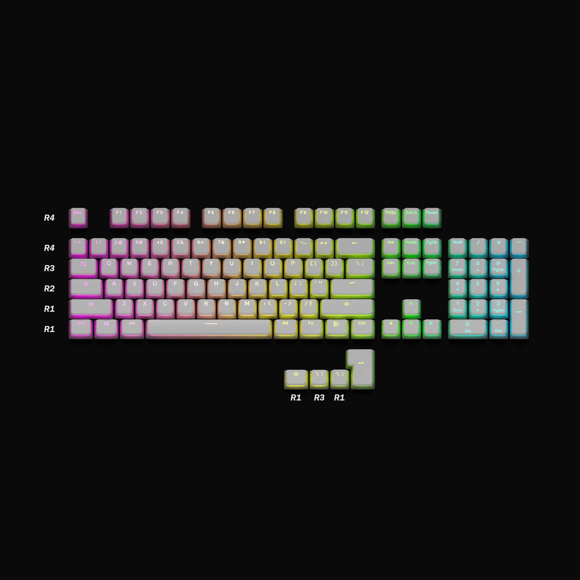 HK GAMING 112 Double Shot PBT Shine Through Pudding Keycaps Ansi/ISO - OEM Profile for MX Switches White