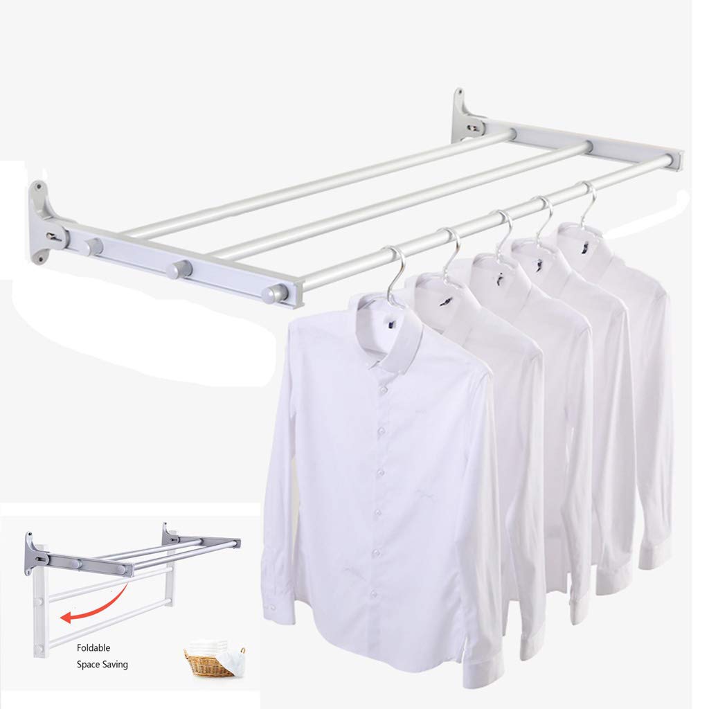 LXLTL Retractable Clothes Airer, Patio Horse Towel Folding Clothes Pole Outdoor Push and Pull Drying Racks Punch Bathroom Clothes Drying Racks 100Cm