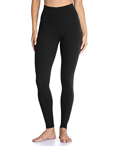 Colorfulkoala Women's High Waisted Tummy Control Workout Leggings Full Length Ultra Soft Yoga Pants 28" (S, Black)