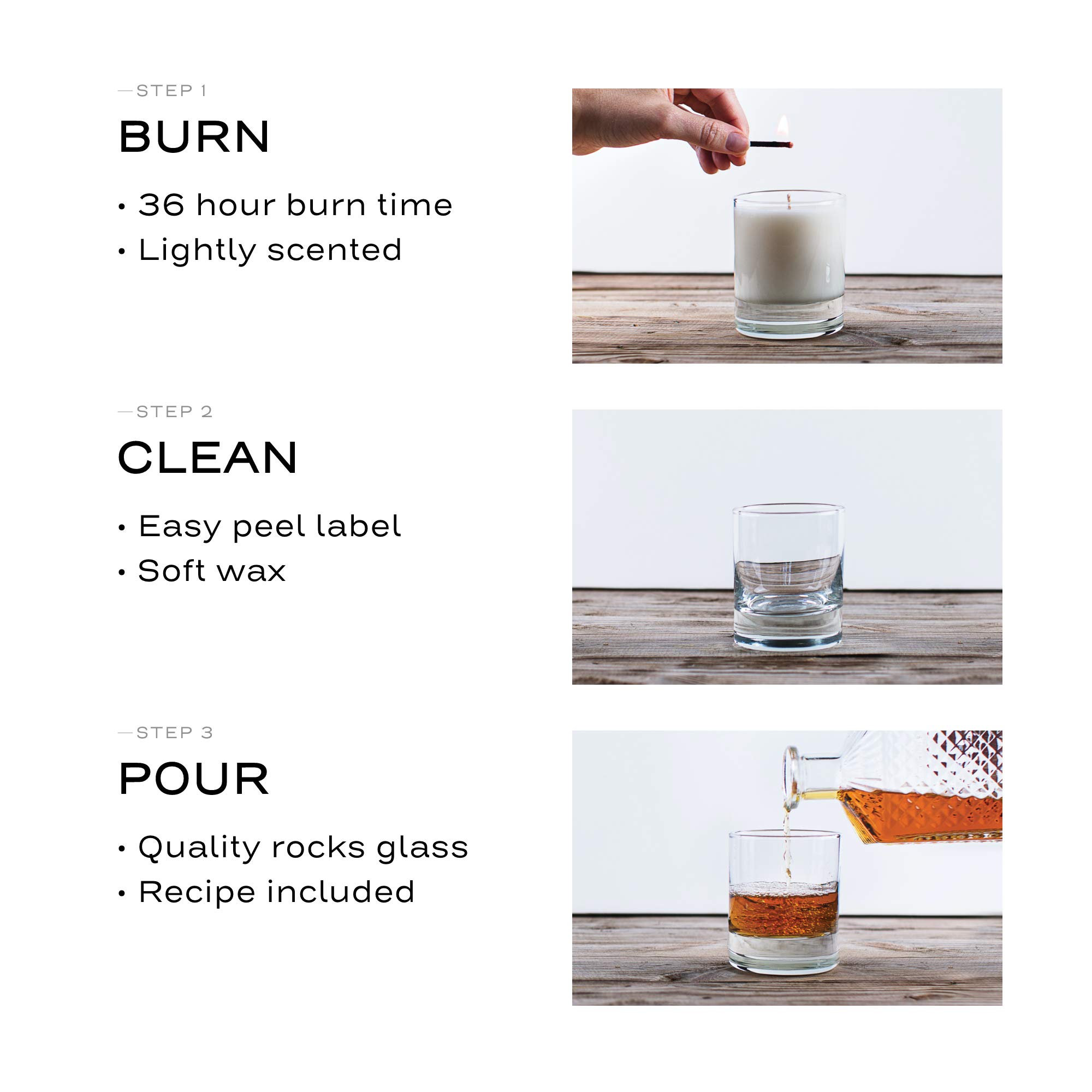 Wixology Cocktail Inspired Bourbon Neat Soy Candle - Vanilla Caramel and Oak Scented Candle in Reusable Rocks Glass - Made in Kentucky - 7 oz