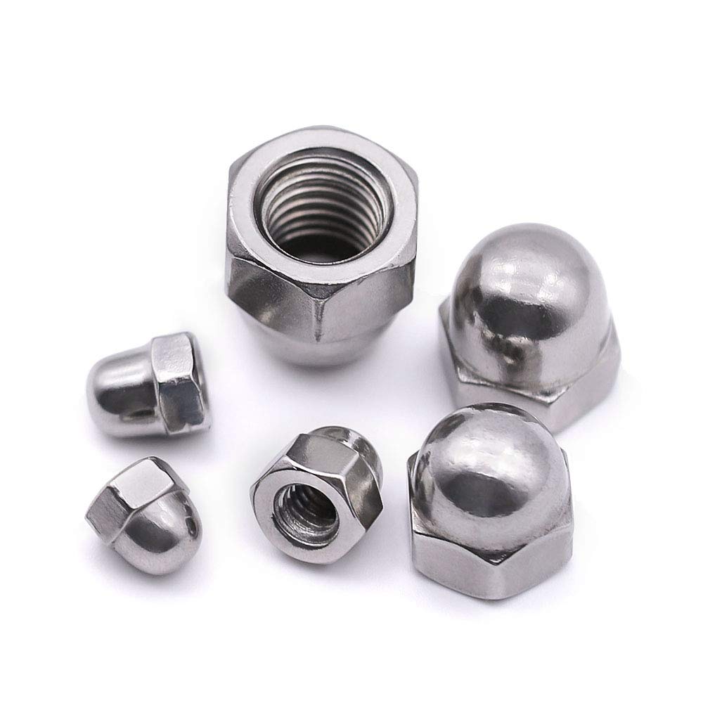 M10-1.5 (20 pcs) Acorn Hex Cap Nuts Metric Dome Head Nuts, 304 Stainless Steel 18-8, Plain Finish, DIN1587