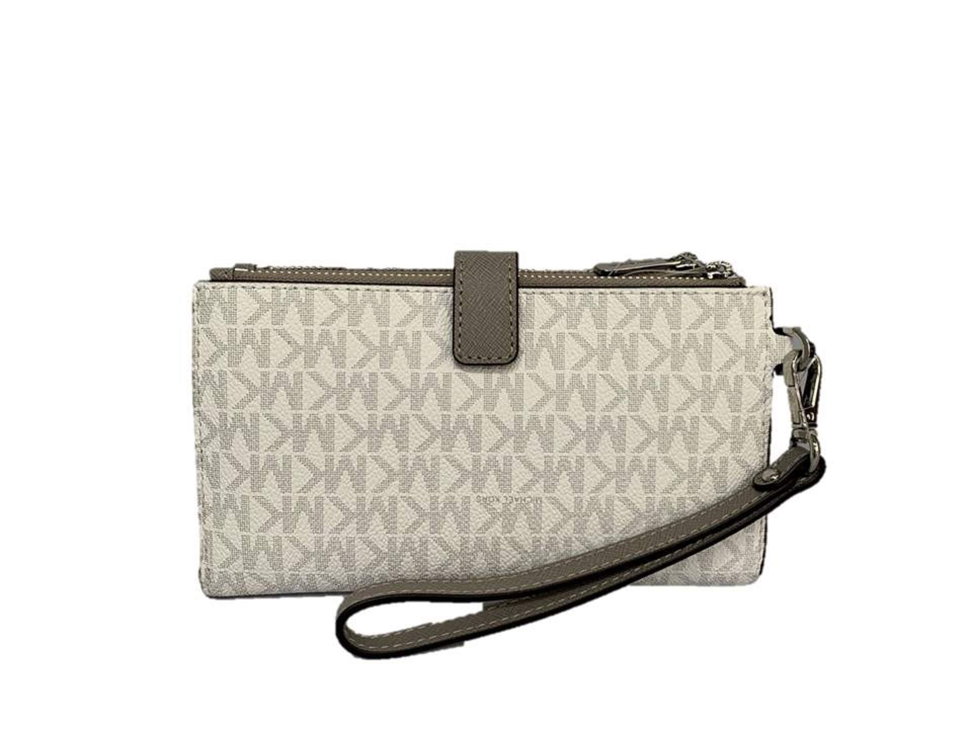 Michael Kors Signature Bright White Double Zip Phone Case Wallet Wristlet 35F8STVW0B-119