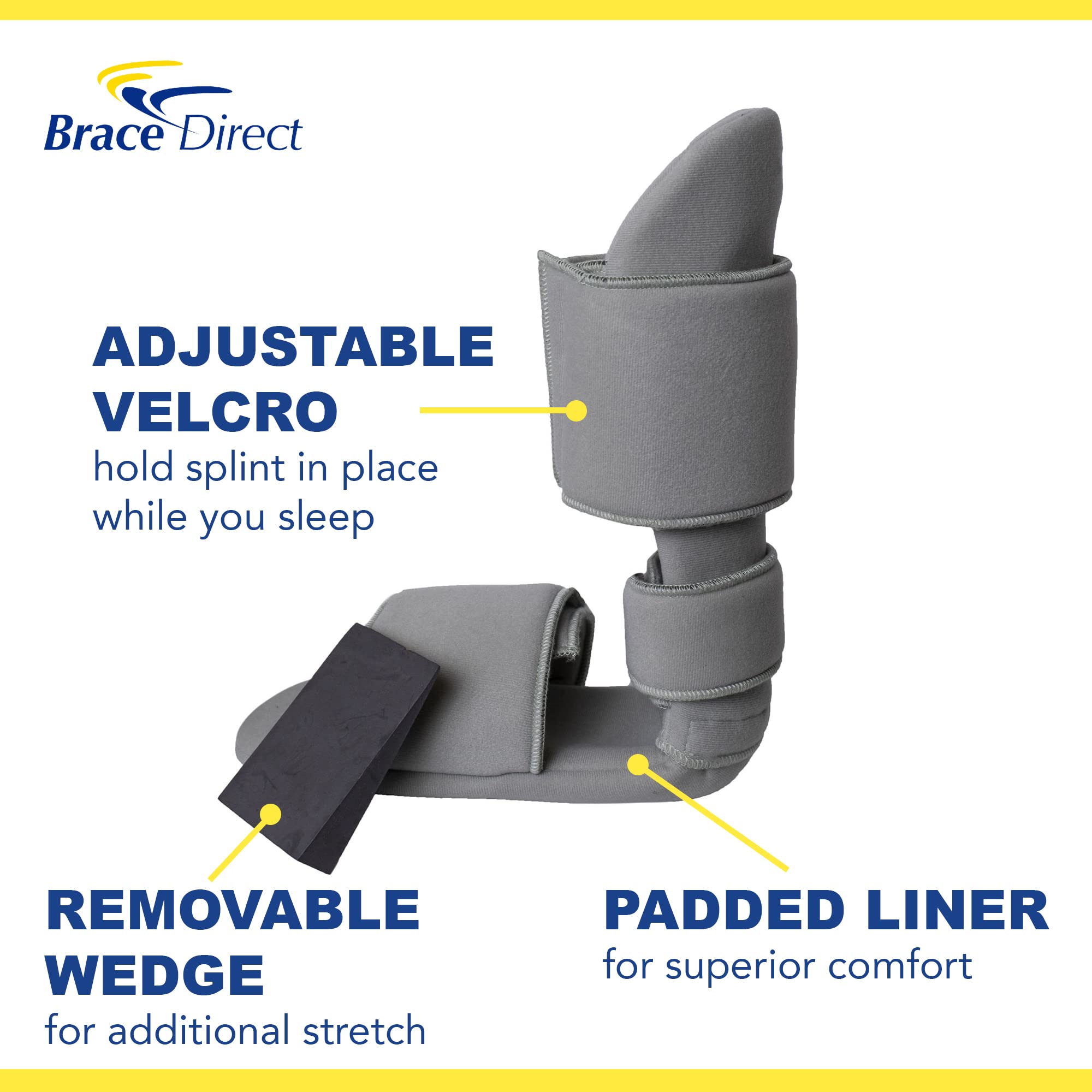 Padded Night Splint 90 Degree Immobilizing Stretching Sleeping Boot - Recovery for Plantar Fasciitis, Drop Foot, Achilles Inflammation, Heel Spurs Men & Women, Size Medium, left and right foot by