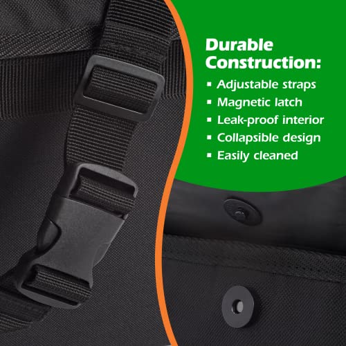 Drive Auto Car Trash Can - Collapsible, Leakproof Garbage Bin with 20 Trash Bags and Adjustable Strap - Car & Truck Accessories for Men and Women - Black, Large