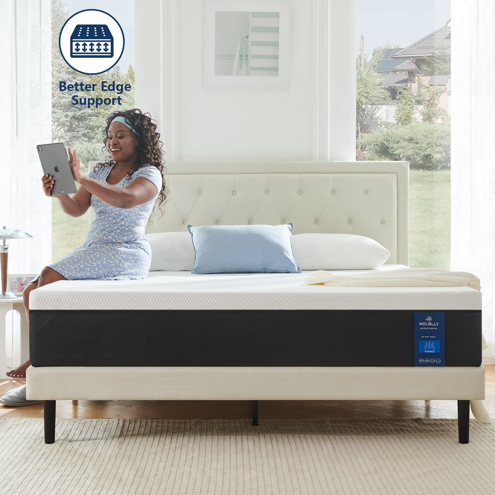 Molblly Full Size Mattress, 10 Inch Premium Cooling-Gel Memory Foam Mattress Bed in a Box, Full Bed Supportive & Pressure Relief with Breathable Soft Fabric Cover, Medium Firm