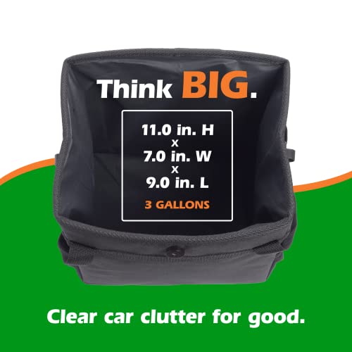 Drive Auto Car Trash Can - Collapsible, Leakproof Garbage Bin with 20 Trash Bags and Adjustable Strap - Car & Truck Accessories for Men and Women - Black, Large