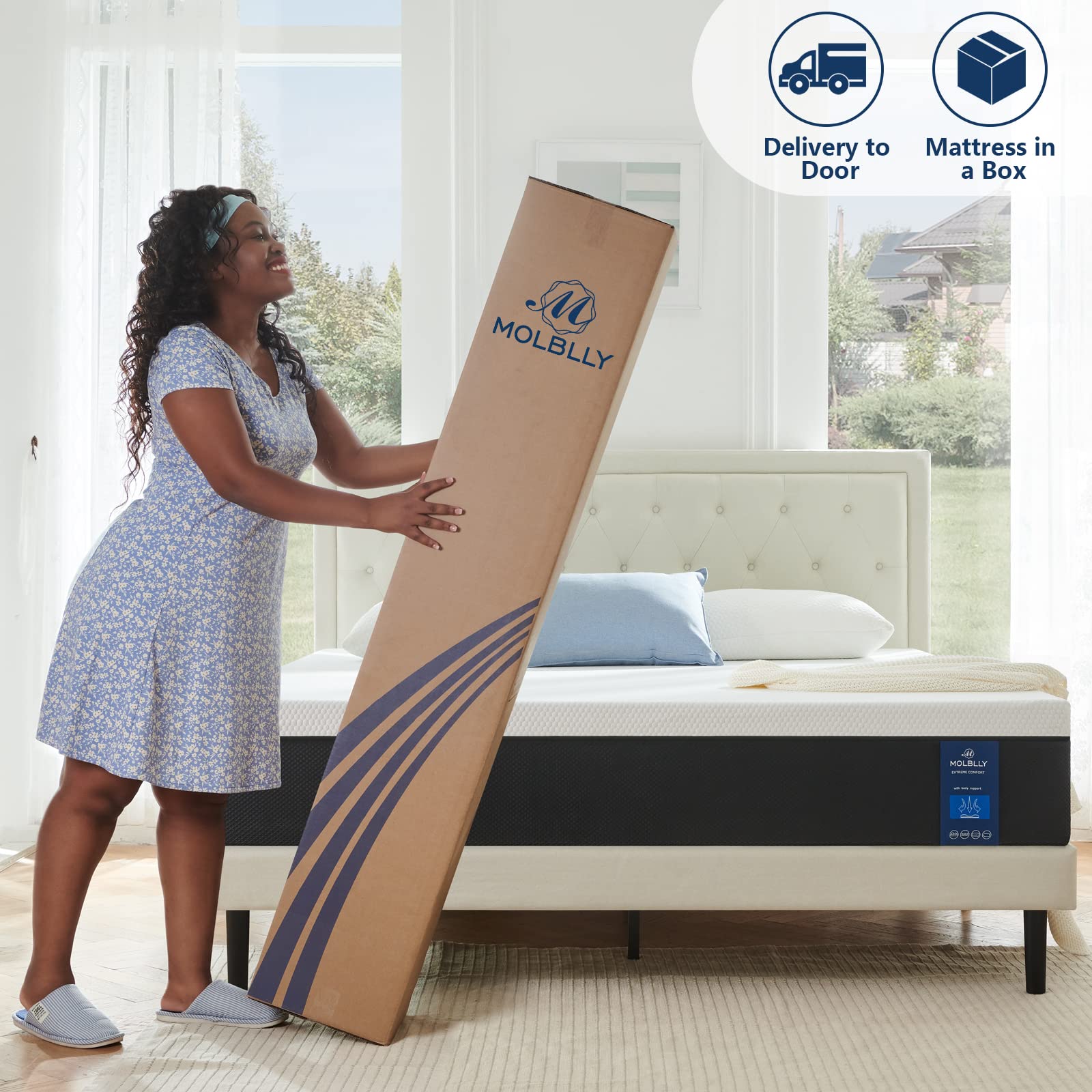 Molblly Full Size Mattress, 10 Inch Premium Cooling-Gel Memory Foam Mattress Bed in a Box, Full Bed Supportive & Pressure Relief with Breathable Soft Fabric Cover, Medium Firm