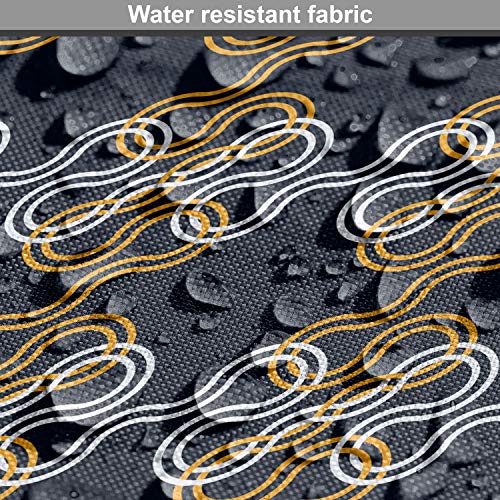 Ambesonne Abstract Fabric by The Yard, Pattern with Interlacing Lines Knots Modern Twisted Tangled Design, Decorative Fabric for Upholstery and Home Accents, 1 Yard, Dark Blue Marigold White