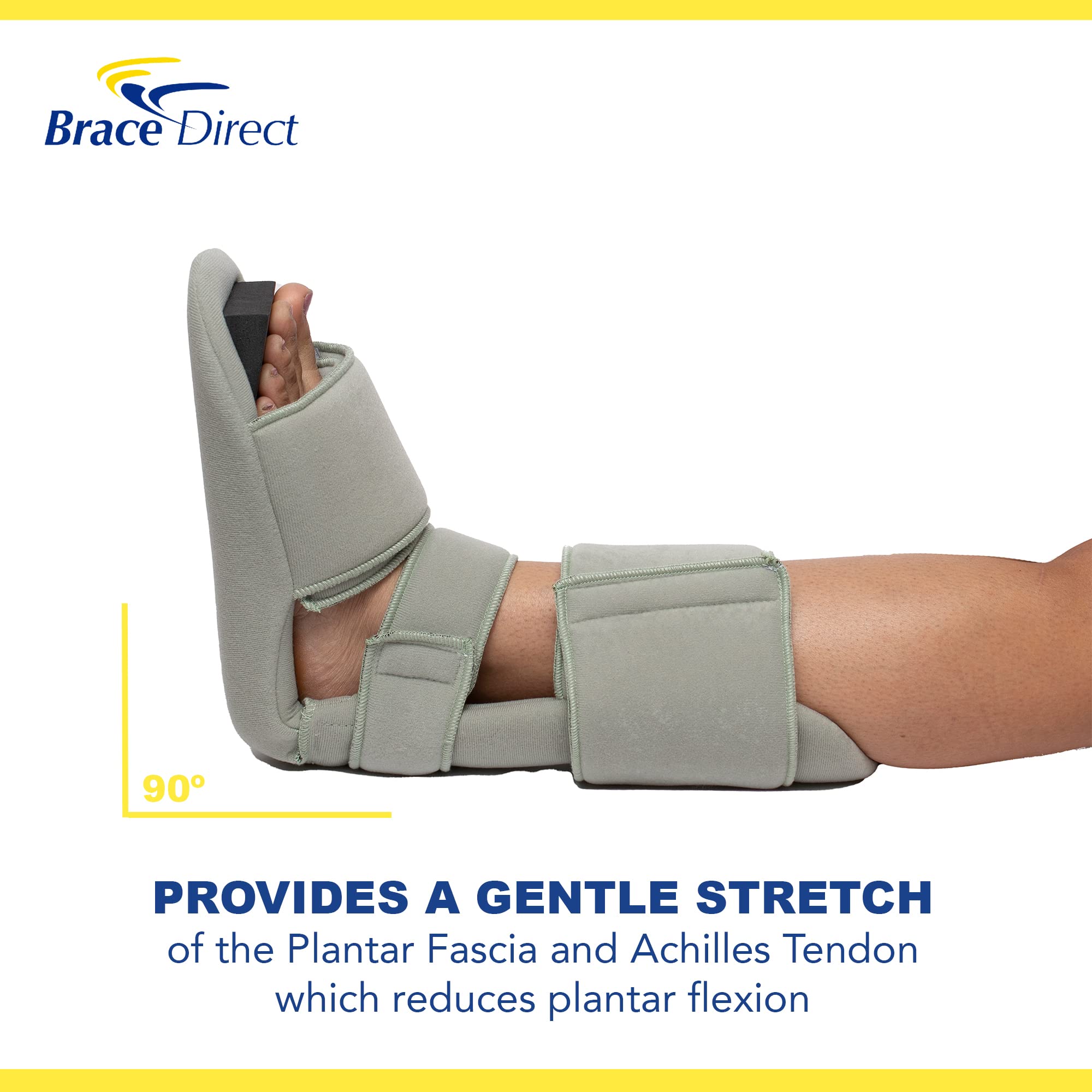 Padded Night Splint 90 Degree Immobilizing Stretching Sleeping Boot - Recovery for Plantar Fasciitis, Drop Foot, Achilles Inflammation, Heel Spurs Men & Women, Size Medium, left and right foot by