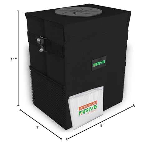 Drive Auto Car Trash Can - Collapsible, Leakproof Garbage Bin with 20 Trash Bags and Adjustable Strap - Car & Truck Accessories for Men and Women - Black, Large