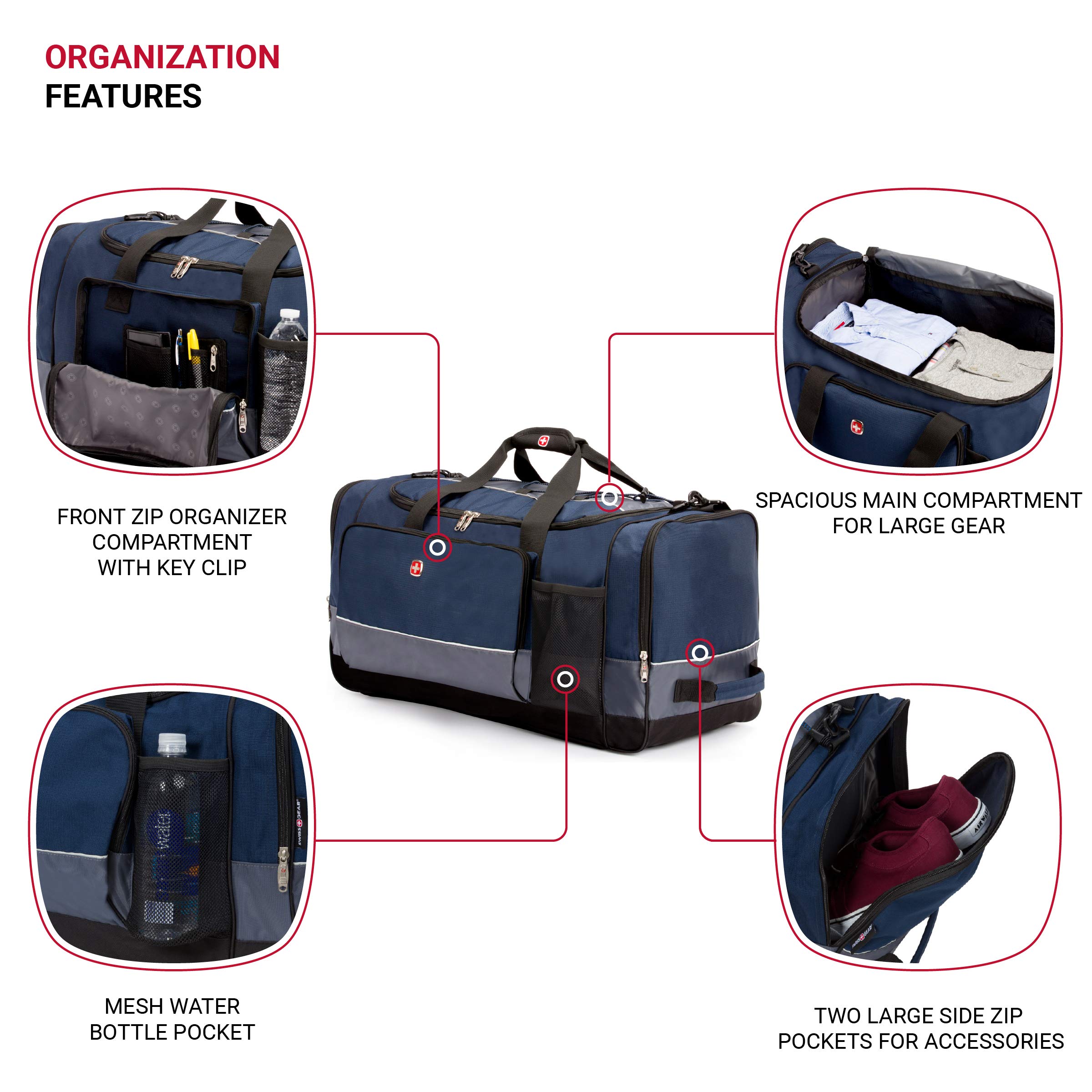 SwissGear Apex Travel Duffle Bags, Blue/Grey, 28-Inch