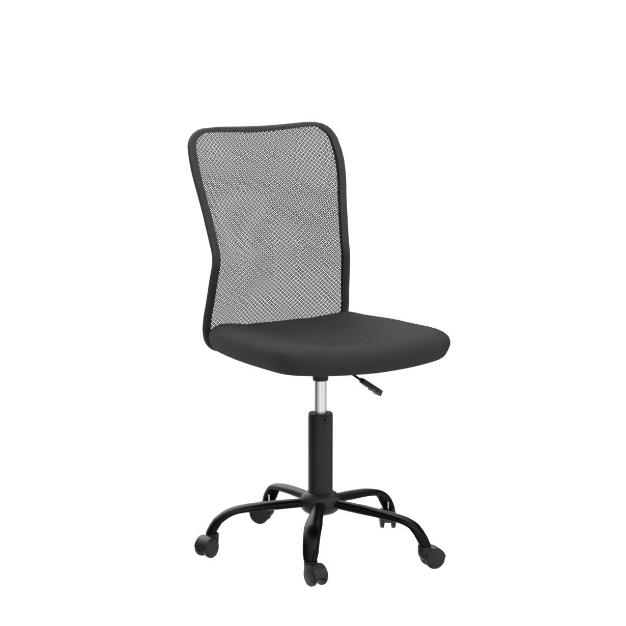 Home Office Ergonomic Mesh Chair - Armless, Adjustable Mid Back, Small Modern Swivel Rolling Desk for Women - Black With Wheels for Home, Office