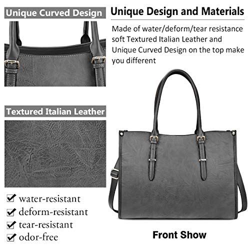 Laptop Bag for Women 15.6 Inch Waterproof Lightweight Leather Laptop Tote Bag Womens Professional Business Office Work Bag Briefcase Large Computer Bag Shoulder Handbag Gray
