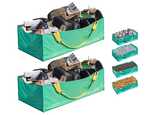 Skywin Dumpster Bag, 2 Pack Foldable and Reusable Trash Bag for Waste Management, Multiple Times Use During Renovations Tear Resistant and Can Hold Up to 3,500 lbs (Green)