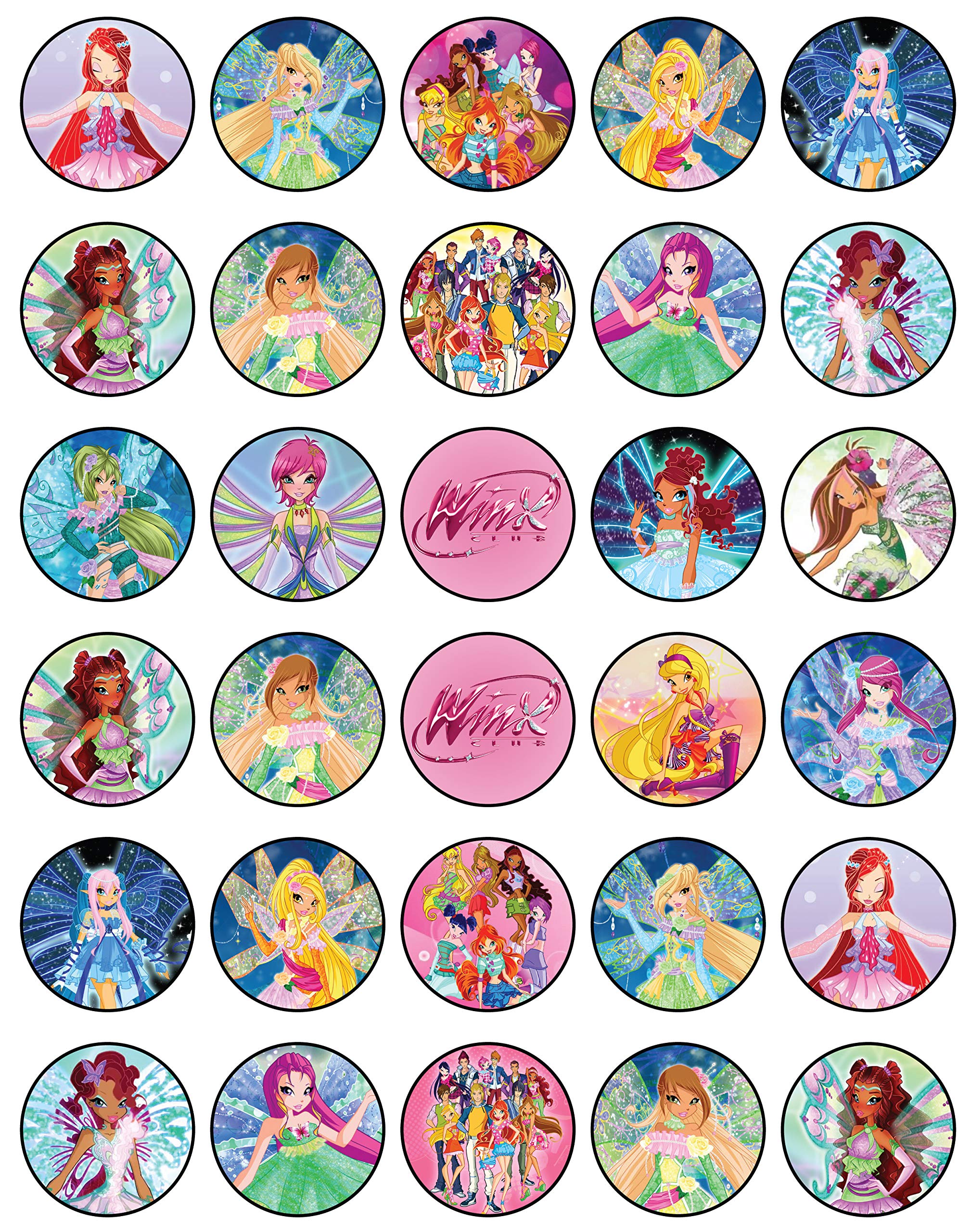 30 x Edible Cupcake Toppers Themed of Girl Pink Club Collection of Edible Cake Decorations | Uncut Edible on Wafer Sheet