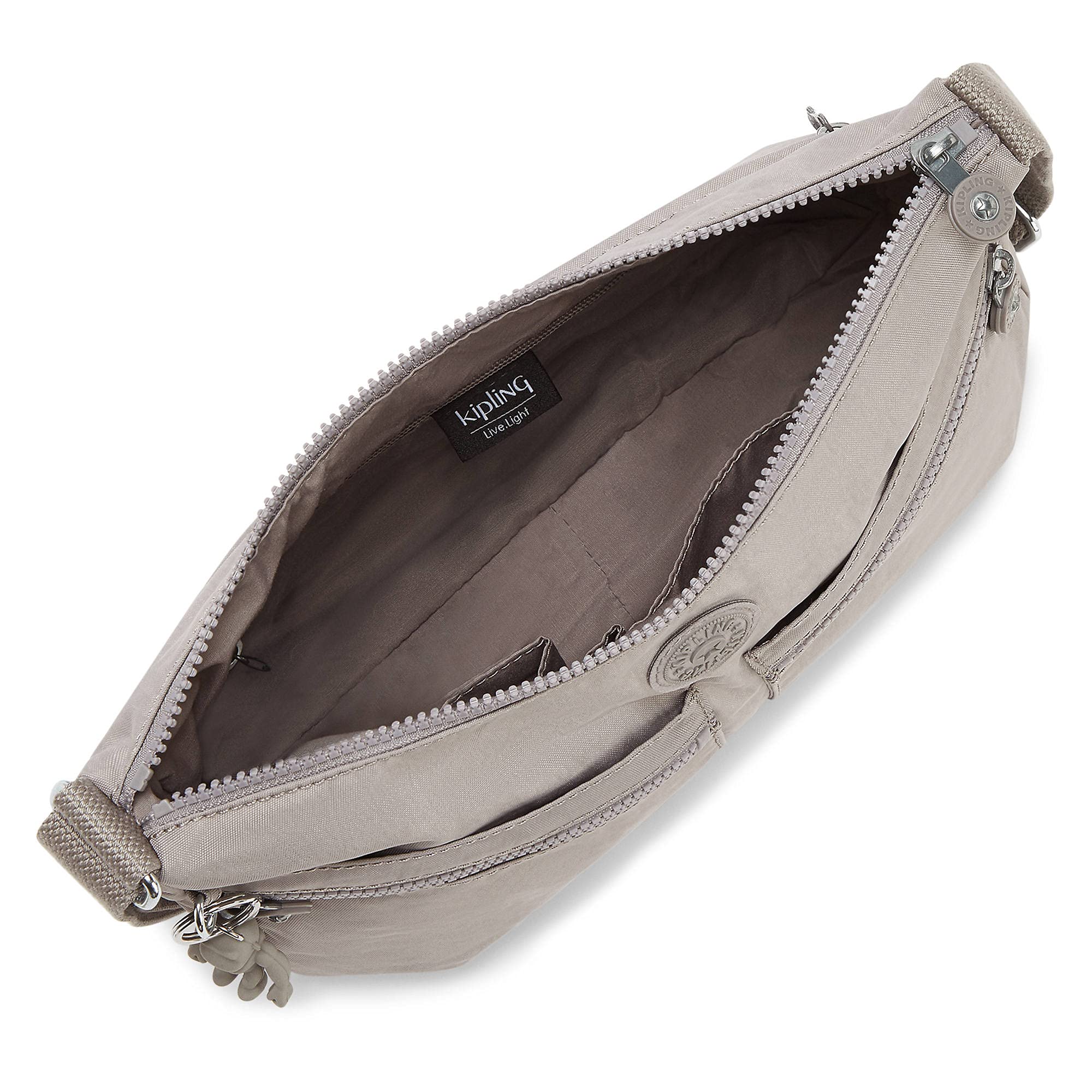 Kipling Womens Izellah Bag, Super Light Everyday Purse, Nylon Shoulder Crossbody Bag, Grey Gris, 12.25 L X 9.25 H X 5 D US