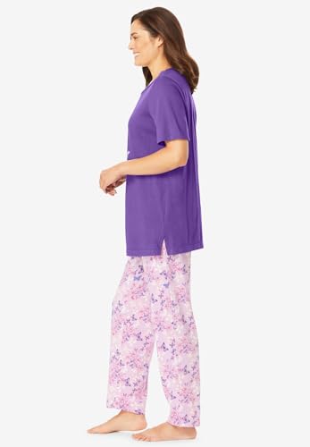 Dreams & Co. Women's Plus Size Graphic Tee PJ Set - 2X, Waterfall Paisley