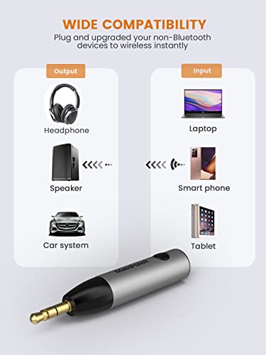 Bluetooth 5.0 Receiver, MaedHawk Bluetooth Aux Adapter Portable Wireless Audio Car Kit with 3.5mm Jack for Home Music Streaming Stereo Headphones Speakers