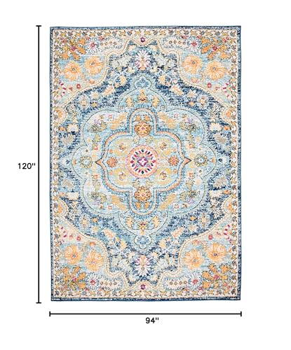 Rugshop Vintage Distressed Bohemian Area Rug 7'10" x 10' Navy
