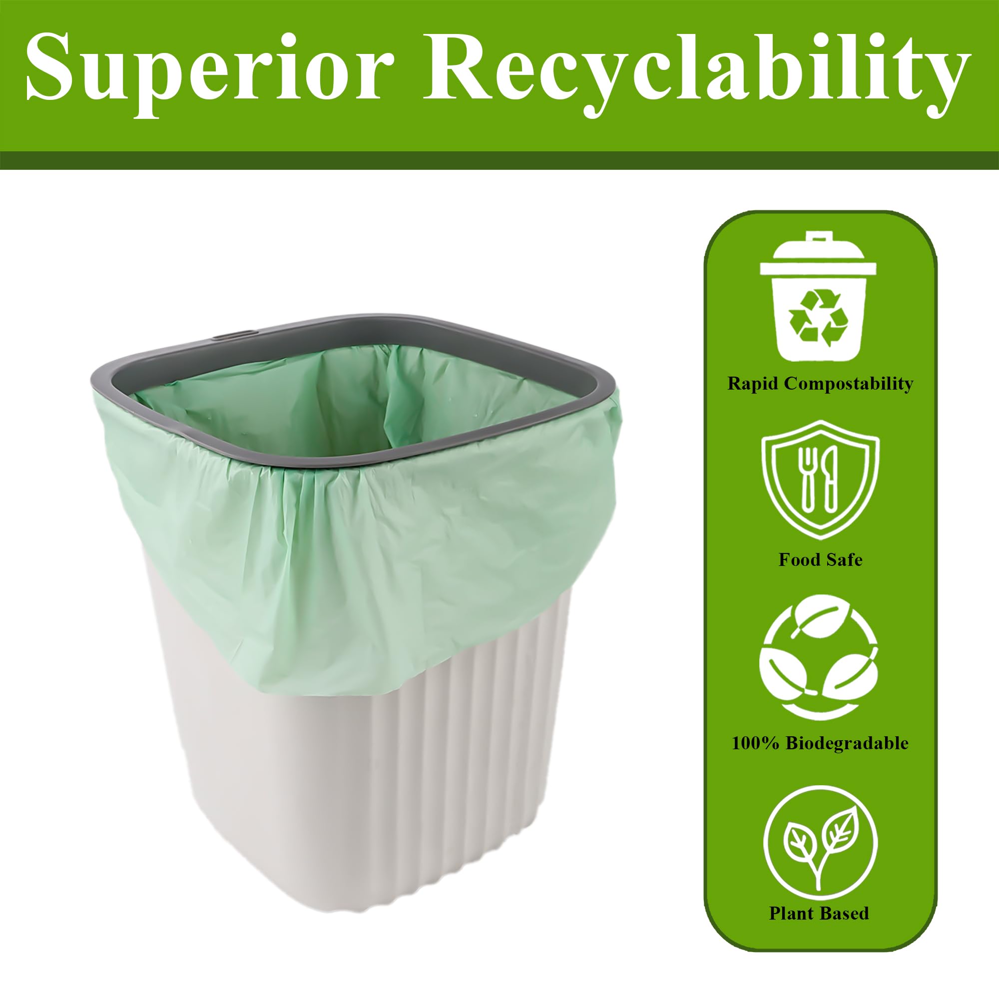 C Crystal Lemon 50 Count Biodegradable Kitchen Food Waste Bags - BPI Certified 6 Gallon Scraps Bags - Heavy Duty Compostable Waste Bags for Kitchen - Unscented Trash Bags 6 Gallon for Yard, Food