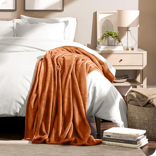 Bare Home Fleece Blanket - King - Sienna - Lightweight Throw for Bed, Sofa, Couch, Movie Night, Camping, and Travel - Microplush - Ultra Soft Warm Blanket (King, Sienna)