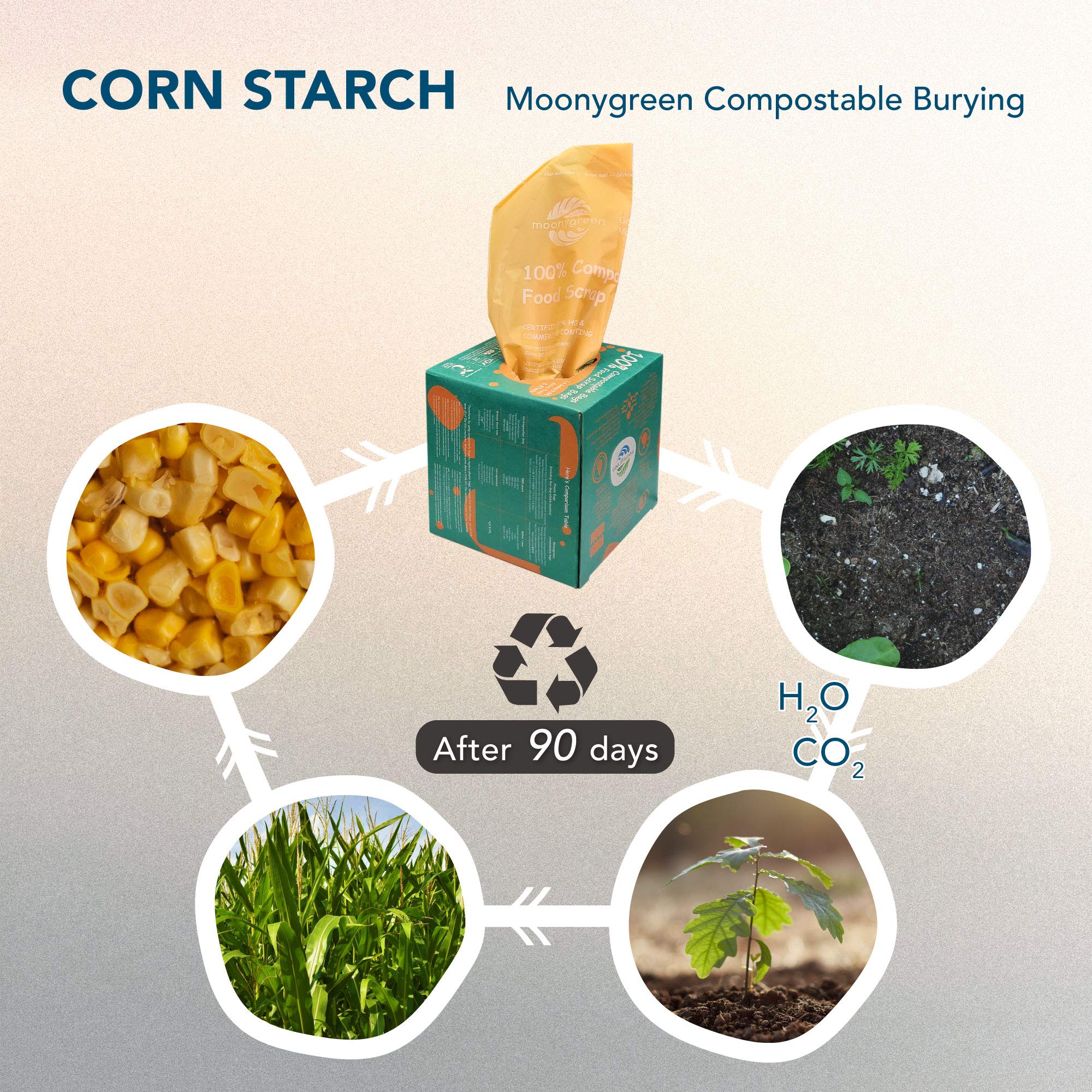 Moonygreen Compost Bags Small Trash Bags 2.6 Gallon, Extra Thick, US BPI ASTM D6400 Certified Compostable Food Scrap Kitchen Waste Bags, 100 Count