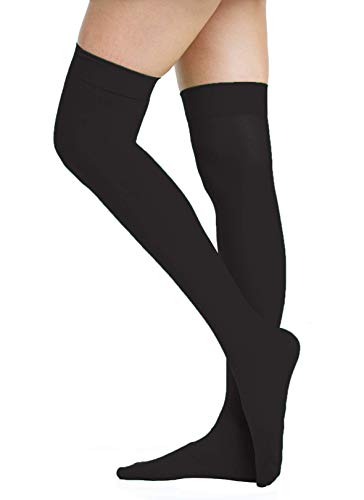 Lastclream Women Costume Thigh High Silk Stockings for Girls Over Knee Socks Cosplay Knee High Hosiery (Black)
