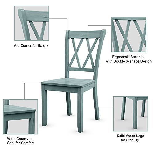 Giantex Set of 4 Dining Chairs, Rubber Wood Dining Room Chair, Farmhouse Dining Side Chairs, Max Load 400 Lbs, Wooden Kitchen Chairs for Home Kitchen, Dining Room