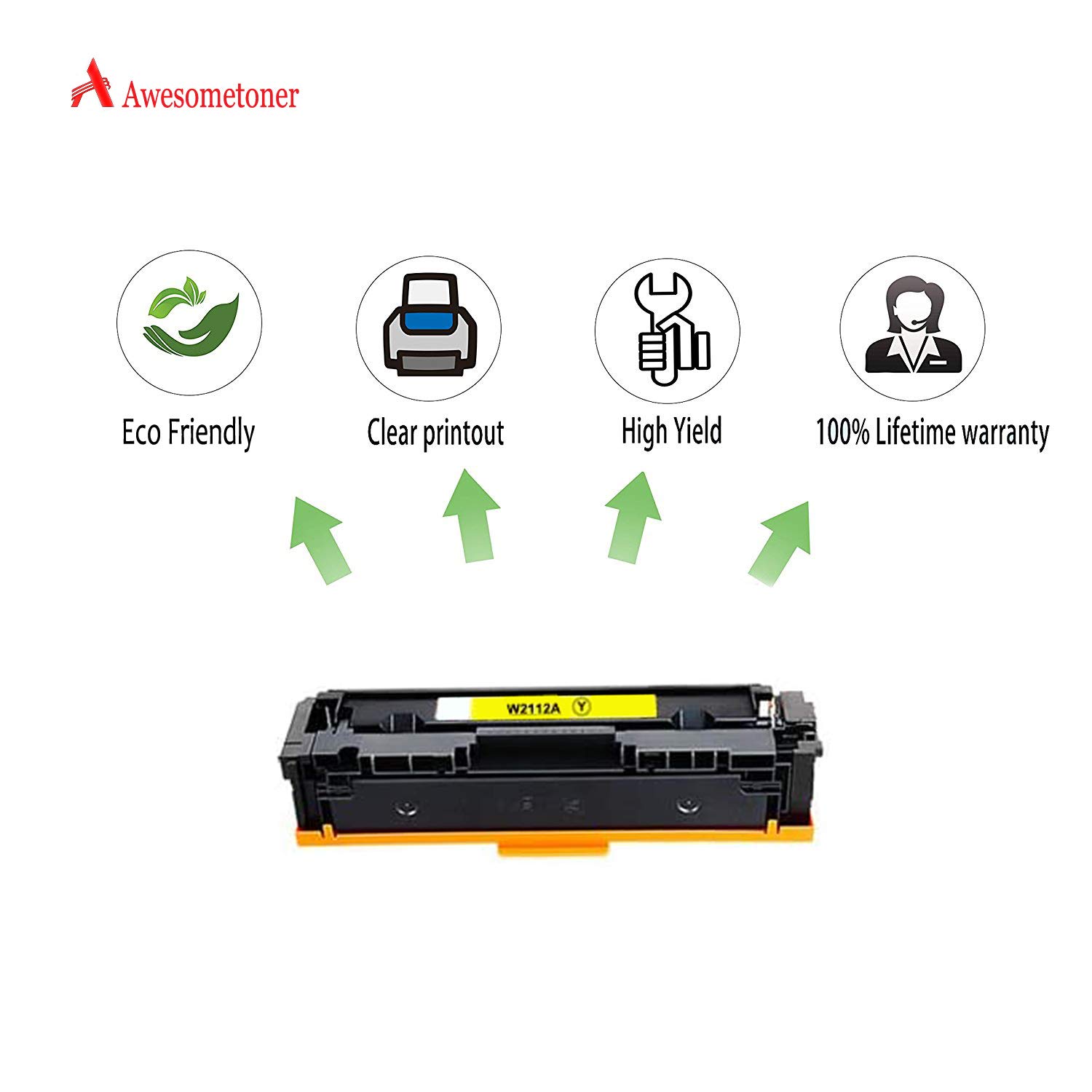 Awesometoner Compatible Toner Cartridge Replacement for HP 206A W2112A use with Color Laserjet Pro M255, M255dw, MFP M282, M282nw, MFP M283, M283cdw, M283fdw - NO CHIP (Yellow, 1-Pack)