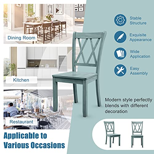 Giantex Set of 4 Dining Chairs, Rubber Wood Dining Room Chair, Farmhouse Dining Side Chairs, Max Load 400 Lbs, Wooden Kitchen Chairs for Home Kitchen, Dining Room