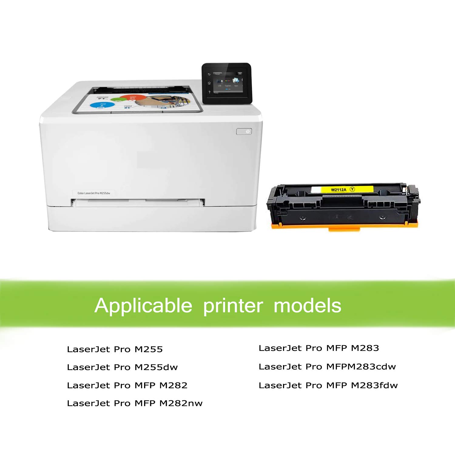Awesometoner Compatible Toner Cartridge Replacement for HP 206A W2112A use with Color Laserjet Pro M255, M255dw, MFP M282, M282nw, MFP M283, M283cdw, M283fdw - NO CHIP (Yellow, 1-Pack)