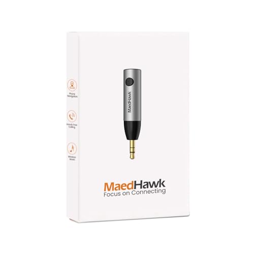Bluetooth 5.0 Receiver, MaedHawk Bluetooth Aux Adapter Portable Wireless Audio Car Kit with 3.5mm Jack for Home Music Streaming Stereo Headphones Speakers