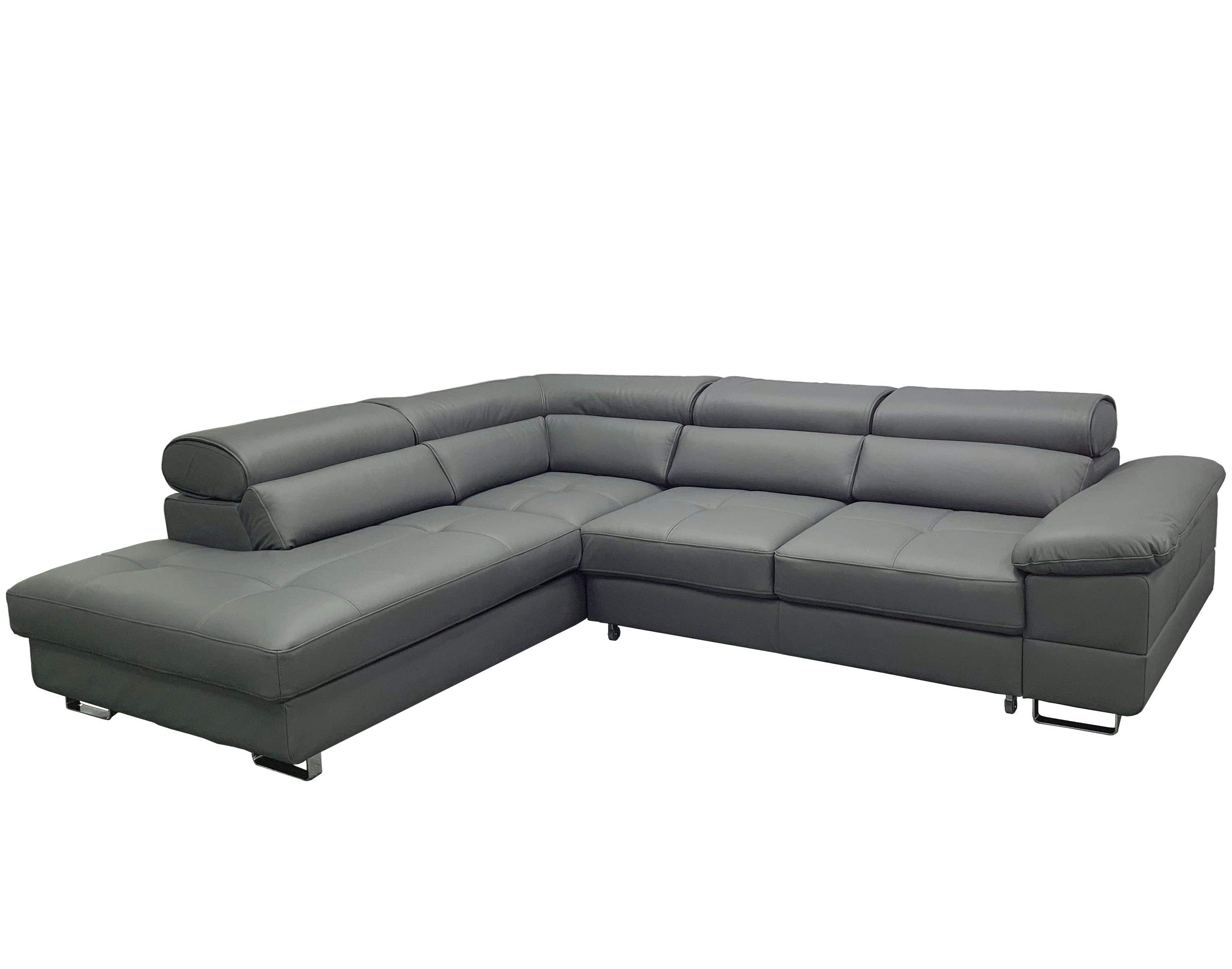 VVR HOMES Costa Grain Leather Timber Green European Modern Sectional Full XL Sleeper Sofa with Storage, Left Corner