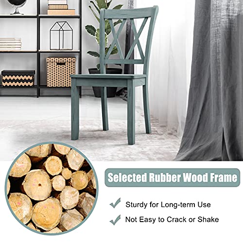 Giantex Set of 4 Dining Chairs, Rubber Wood Dining Room Chair, Farmhouse Dining Side Chairs, Max Load 400 Lbs, Wooden Kitchen Chairs for Home Kitchen, Dining Room