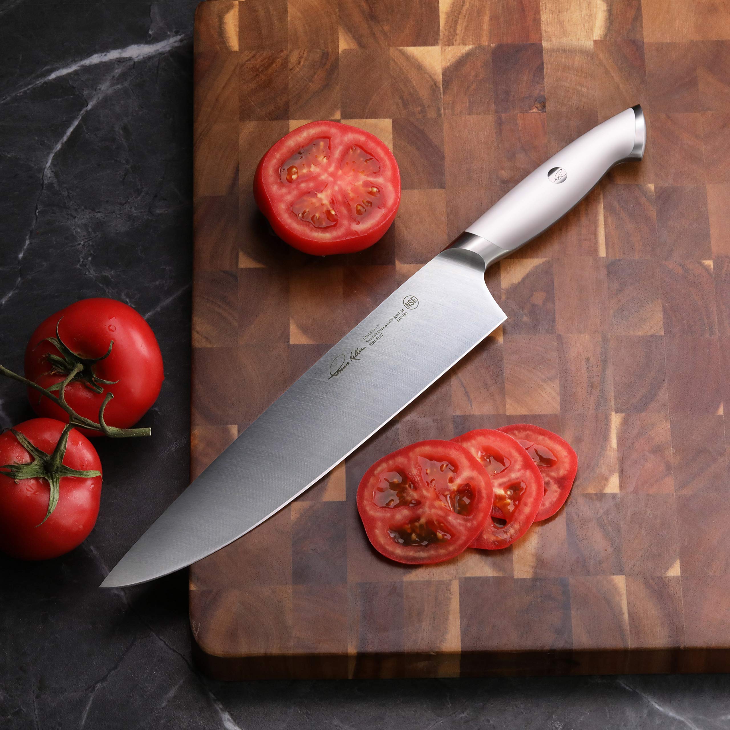 Cangshan Thomas Keller Signature Collection Swedish Powder Steel Forged, 10-Inch Chef's Knife, White
