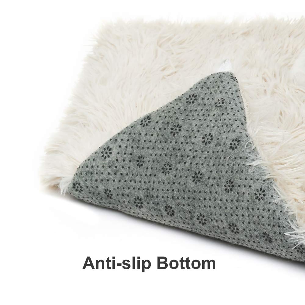 PUPTECK Furry Self Warming Cat Bed Mat - Foldable Convertible Thermal Cat Sleeping Bag Pad, Comfy Pet Heated Nest Mat Anti-Slip for Cat & Puppy