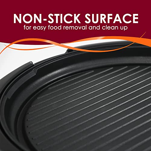 Smokeless Indoor Electric BBQ Grill with Glass Lid, Dishwasher Safe, PFOA-Free Nonstick, Adjustable Temperature, Fast Heat Up, Low-Fat Meals Easy to Clean Design