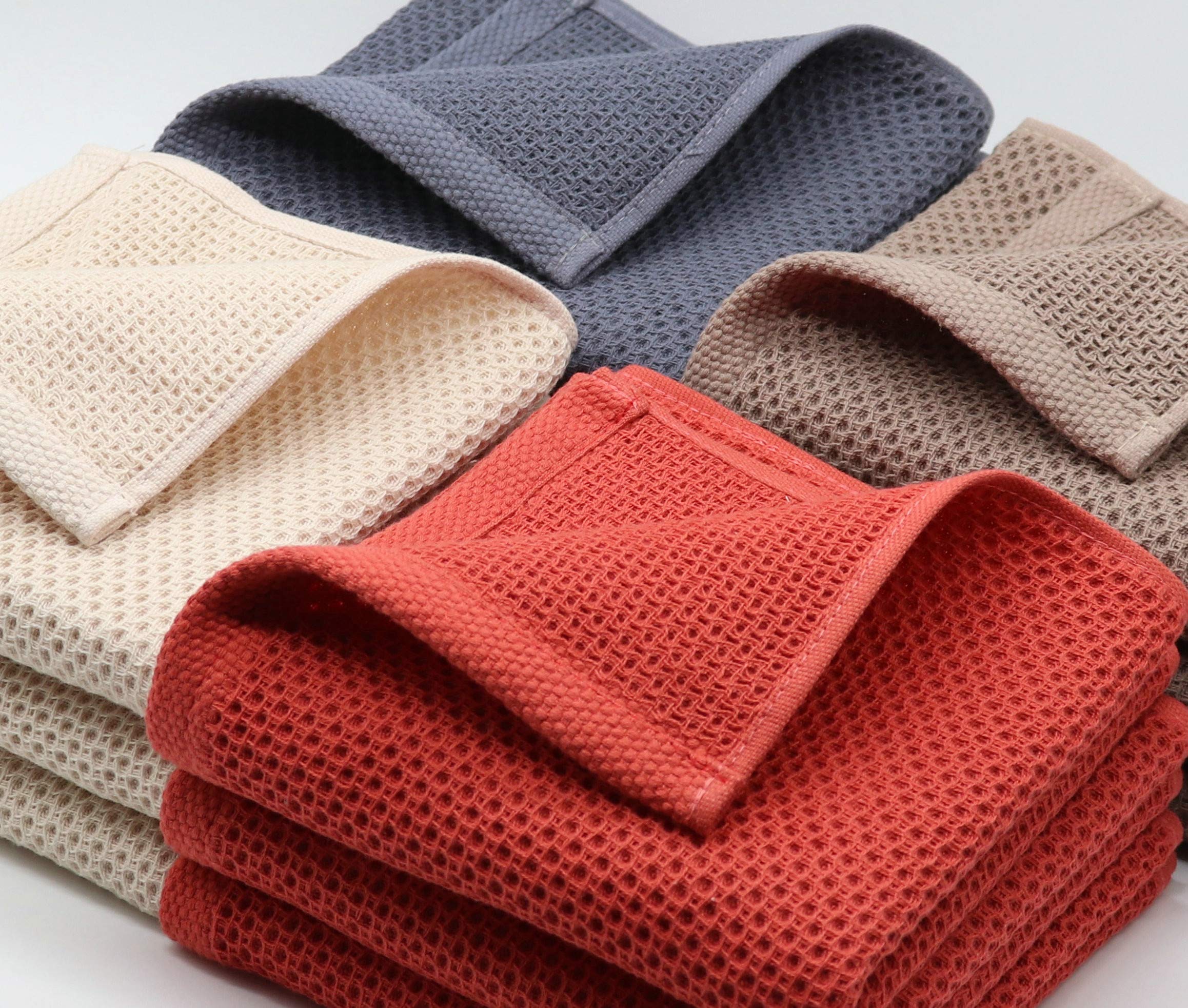 Mia'sDream Natural Cotton Dish Cloths Dish Rags, Waffle Weave Kitchen Dish Towels, Soft Dish Cloths for Washing Dishes, Absorbent Kitchen Hand Towel Washcloths, 12inchx12inch 6 Pack (Beige)