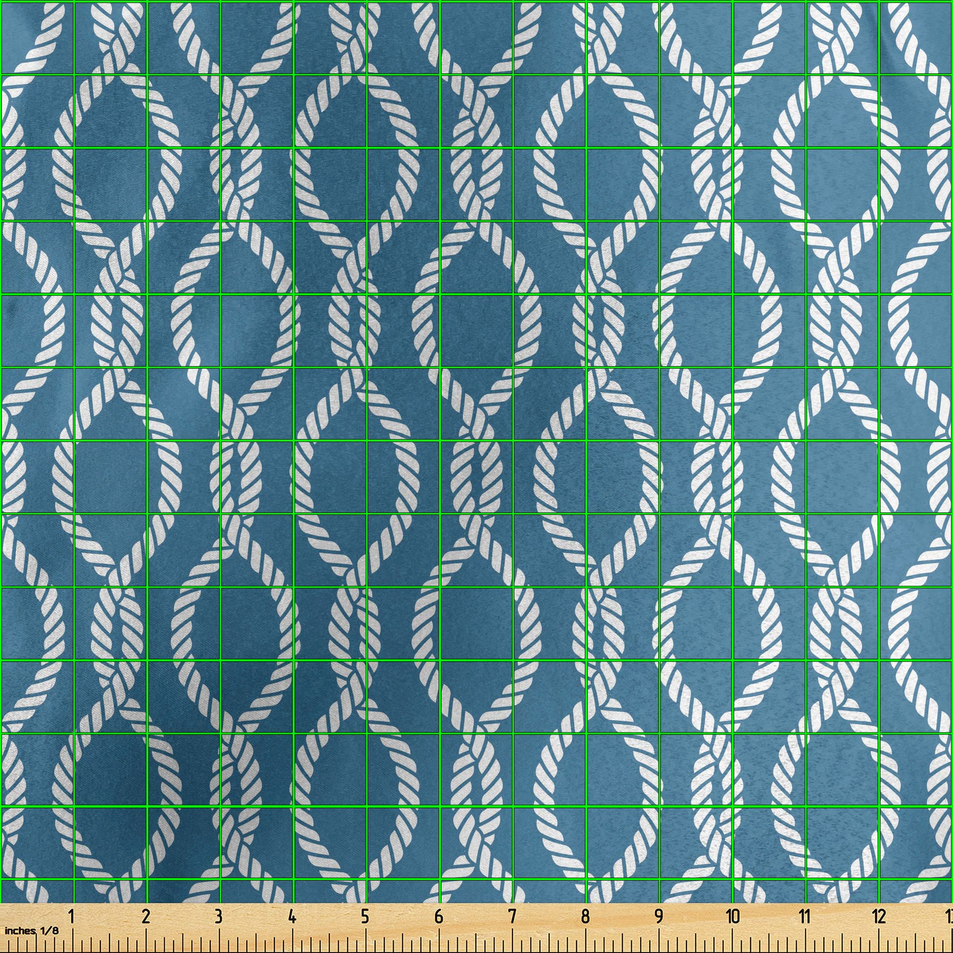 Ambesonne Nautical Fabric by The Yard, Oceanic Art Themed Monochrome Pattern of Integrating Look Modern Stripes Print, Decorative Satin Fabric for Home Textiles and Crafts, White Sea Blue