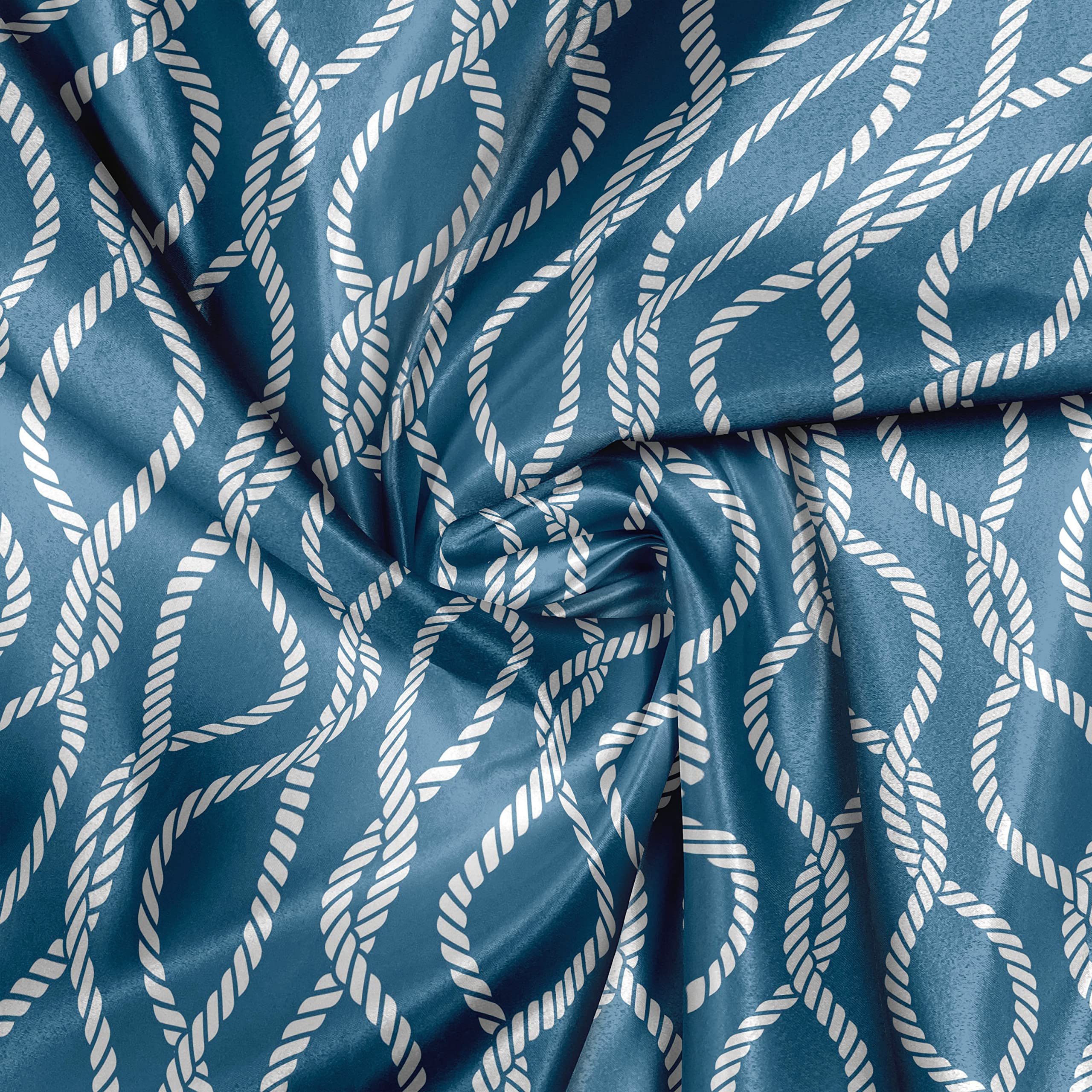 Ambesonne Nautical Fabric by The Yard, Oceanic Art Themed Monochrome Pattern of Integrating Look Modern Stripes Print, Decorative Satin Fabric for Home Textiles and Crafts, White Sea Blue
