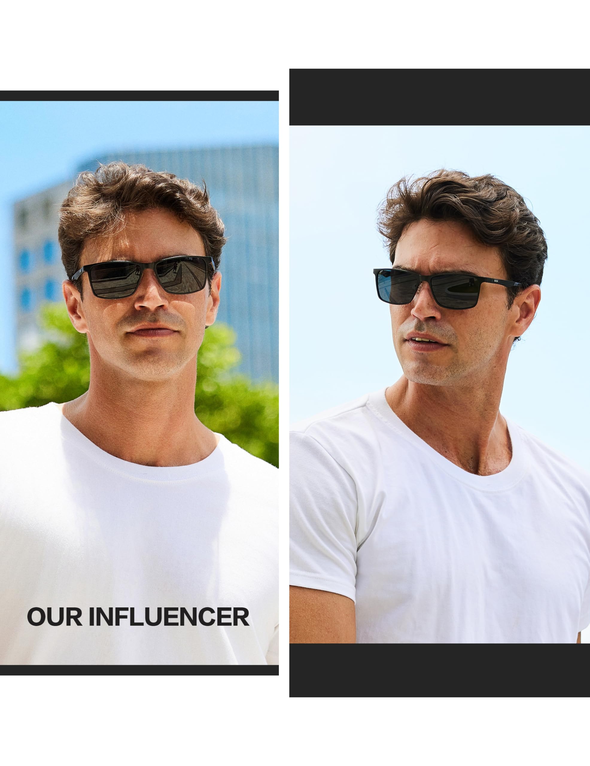 BIRCEN Mens Sunglasses Polarized UV Protection: Classic Shades for Men Driving Fishing with Al-Mg Metal Frame