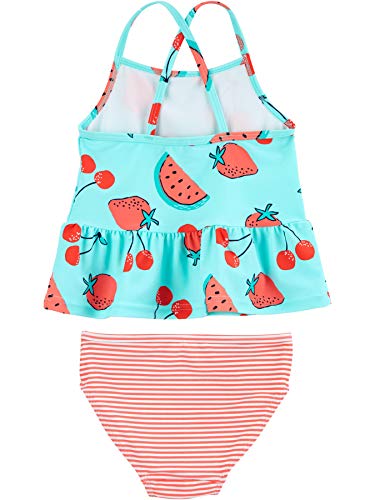Simple Joys by Carter's Girls' 3-Piece Assorted Rashguard Sets, Orange Sea Life/Red Fruit/Stripe, 18 Months
